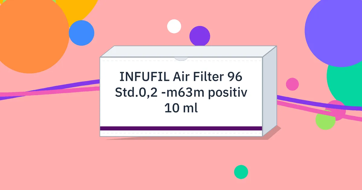 Symbolbild: Packung mit der Aufschrift INFUFIL Air Filter 96 Std.0,2 -m63m positiv 10 ml (PZN 18893122) – Verfügbarkeit und Bezug in Apotheken in Frankfurt am Main