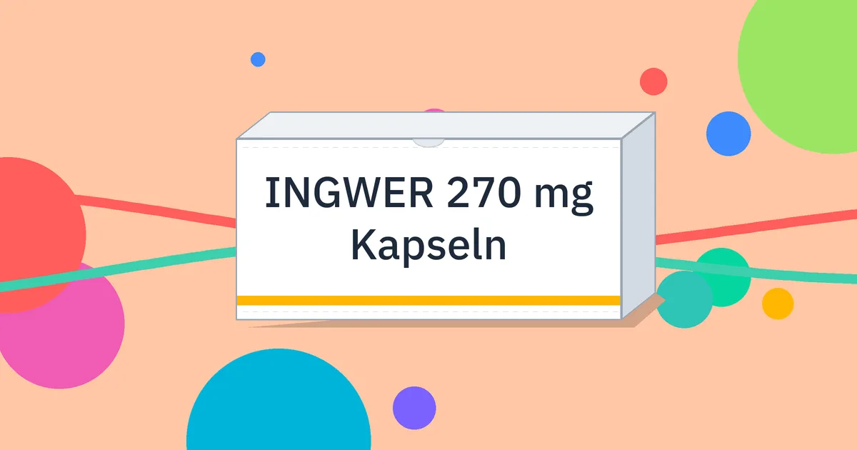 Symbolbild: Packung mit der Aufschrift INGWER 270 mg Kapseln (PZN 18216344) – Verfügbarkeit und Bezug in Apotheken in Frankfurt am Main