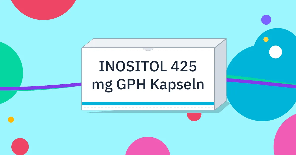 Symbolbild: Packung mit der Aufschrift INOSITOL 425 mg GPH Kapseln (PZN 07603339) – Verfügbarkeit und Bezug in Apotheken in Frankfurt am Main