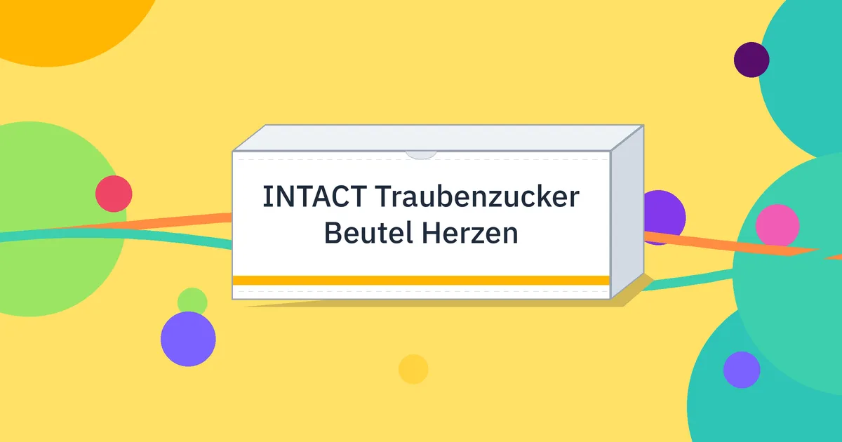 Symbolbild: Packung mit der Aufschrift INTACT Traubenzucker Beutel Herzen (PZN 18046994) – Verfügbarkeit und Bezug in Apotheken in Frankfurt am Main