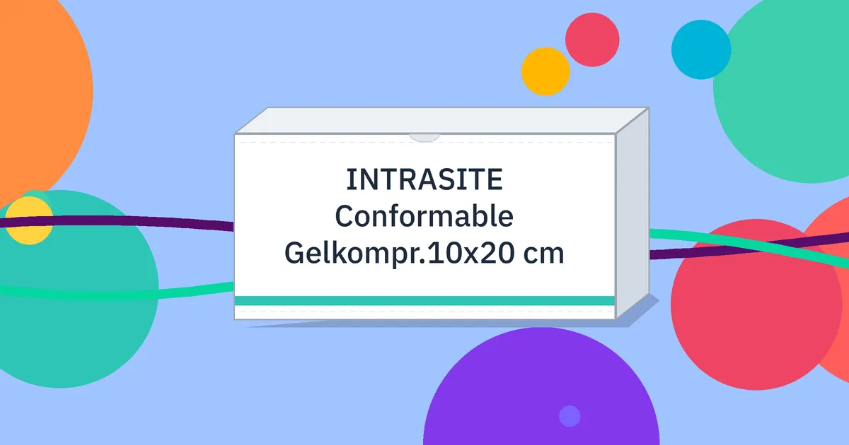 Symbolbild: Packung mit der Aufschrift INTRASITE Conformable Gelkompr.10x20 cm (PZN 03004145) – Verfügbarkeit und Bezug in Apotheken in Frankfurt am Main