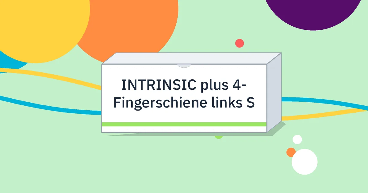 Symbolbild: Packung mit der Aufschrift INTRINSIC plus 4-Fingerschiene links S (PZN 16837616) – Verfügbarkeit und Bezug in Apotheken in Frankfurt am Main