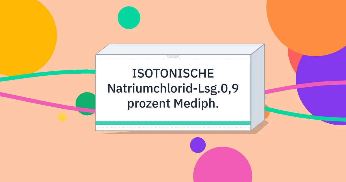 Symbolbild: Packung mit der Aufschrift ISOTONISCHE Natriumchlorid-Lsg.0,9 prozent Mediph. (PZN 19392273) – Verfügbarkeit und Bezug in Apotheken in Frankfurt am Main