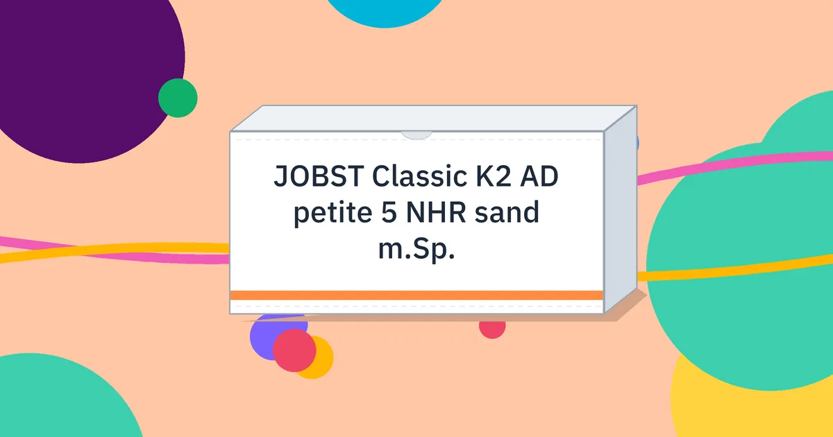 Symbolbild: Packung mit der Aufschrift JOBST Classic K2 AD petite 5 NHR sand m.Sp. (PZN 13061115) – Verfügbarkeit und Bezug in Apotheken in Frankfurt am Main