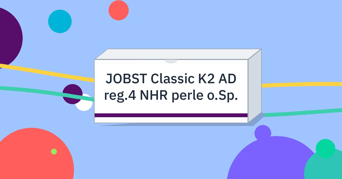 Symbolbild: Packung mit der Aufschrift JOBST Classic K2 AD reg.4 NHR perle o.Sp. (PZN 13062103) – Verfügbarkeit und Bezug in Apotheken in Frankfurt am Main