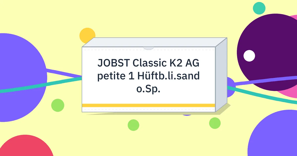 Symbolbild: Packung mit der Aufschrift JOBST Classic K2 AG petite 1 Hüftb.li.sand o.Sp. (PZN 13064562) – Verfügbarkeit und Bezug in Apotheken in Frankfurt am Main
