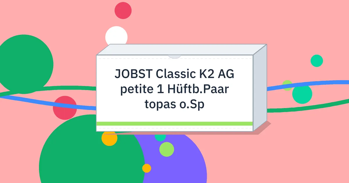 Symbolbild: Packung mit der Aufschrift JOBST Classic K2 AG petite 1 Hüftb.Paar topas o.Sp (PZN 13065260) – Verfügbarkeit und Bezug in Apotheken in Frankfurt am Main