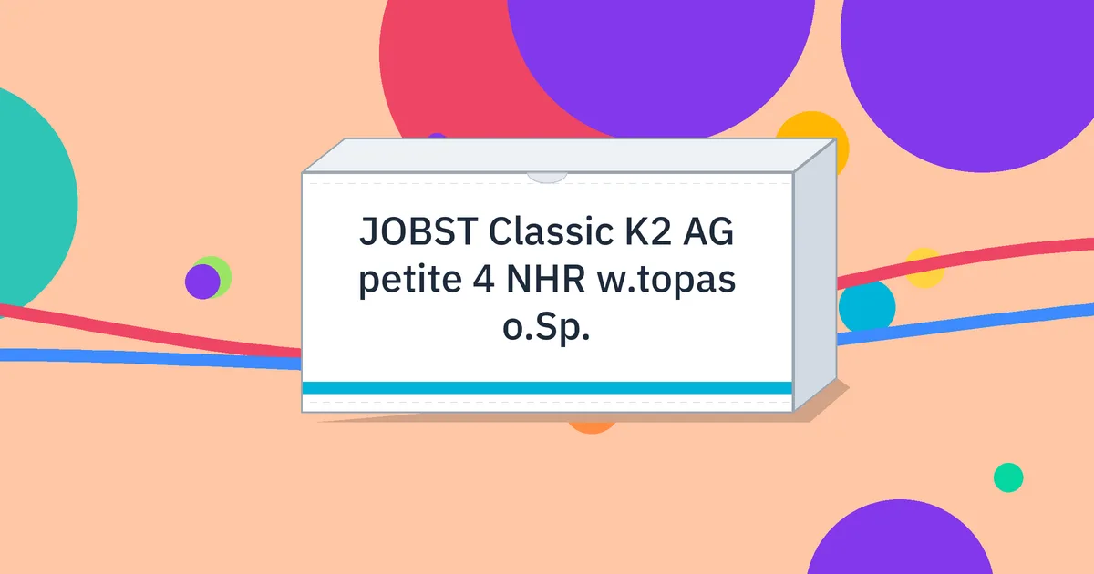Symbolbild: Packung mit der Aufschrift JOBST Classic K2 AG petite 4 NHR w.topas o.Sp. (PZN 13063410) – Verfügbarkeit und Bezug in Apotheken in Frankfurt am Main