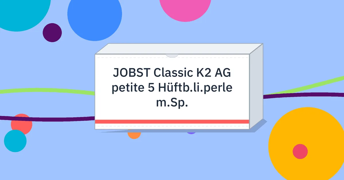 Symbolbild: Packung mit der Aufschrift JOBST Classic K2 AG petite 5 Hüftb.li.perle m.Sp. (PZN 13064237) – Verfügbarkeit und Bezug in Apotheken in Frankfurt am Main