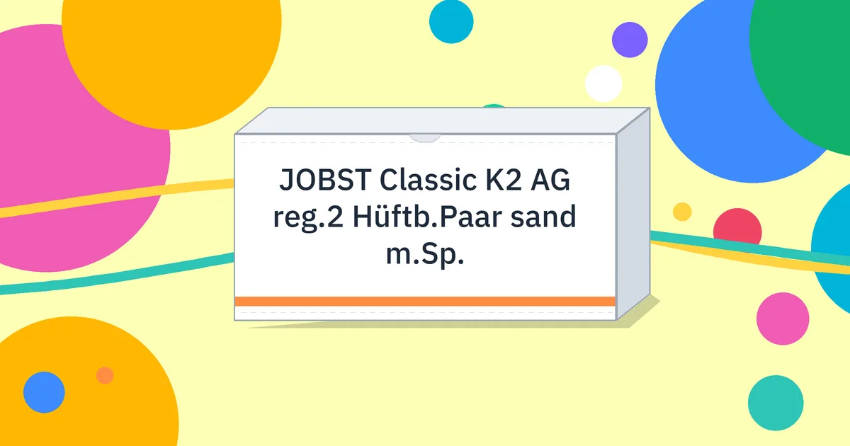 Symbolbild: Packung mit der Aufschrift JOBST Classic K2 AG reg.2 Hüftb.Paar sand m.Sp. (PZN 13066472) – Verfügbarkeit und Bezug in Apotheken in Frankfurt am Main