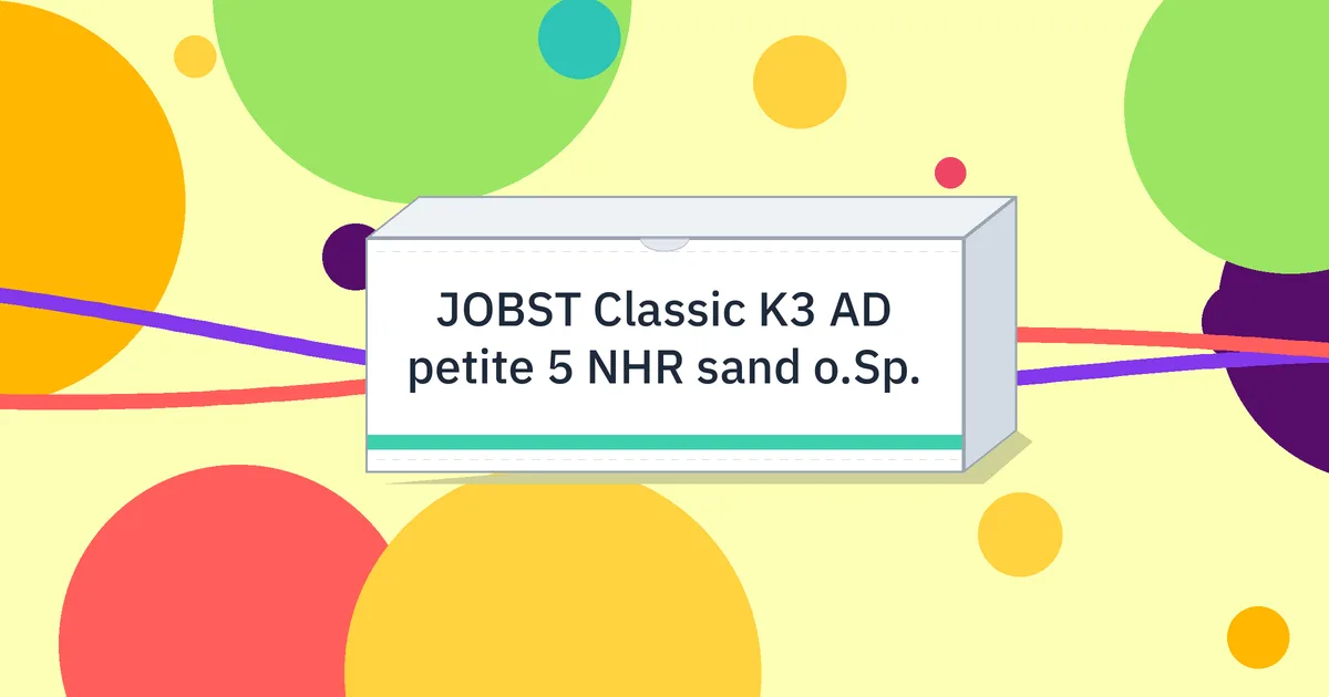 Symbolbild: Packung mit der Aufschrift JOBST Classic K3 AD petite 5 NHR sand o.Sp. (PZN 13070338) – Verfügbarkeit und Bezug in Apotheken in Frankfurt am Main