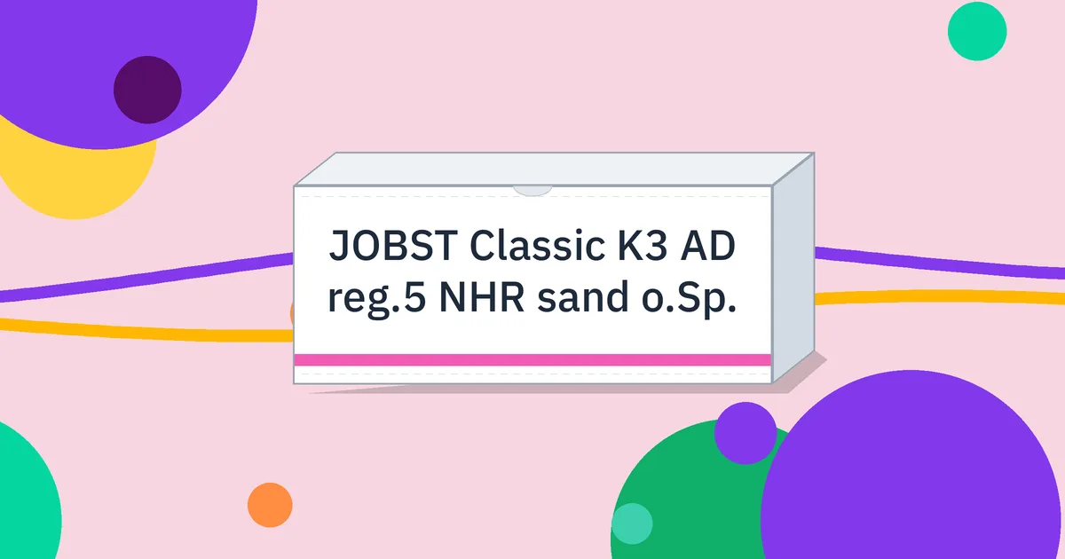 Symbolbild: Packung mit der Aufschrift JOBST Classic K3 AD reg.5 NHR sand o.Sp. (PZN 13071220) – Verfügbarkeit und Bezug in Apotheken in Frankfurt am Main