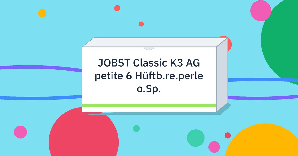 Symbolbild: Packung mit der Aufschrift JOBST Classic K3 AG petite 6 Hüftb.re.perle o.Sp. (PZN 13075152) – Verfügbarkeit und Bezug in Apotheken in Frankfurt am Main