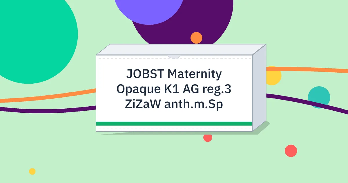Symbolbild: Packung mit der Aufschrift JOBST Maternity Opaque K1 AG reg.3 ZiZaW anth.m.Sp (PZN 15854819) – Verfügbarkeit und Bezug in Apotheken in Frankfurt am Main