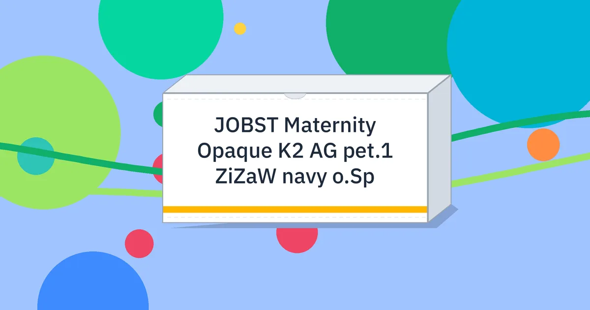 Symbolbild: Packung mit der Aufschrift JOBST Maternity Opaque K2 AG pet.1 ZiZaW navy o.Sp (PZN 15860872) – Verfügbarkeit und Bezug in Apotheken in Frankfurt am Main