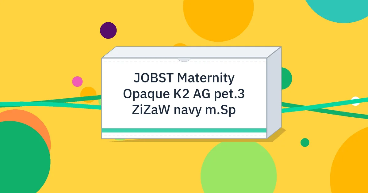 Symbolbild: Packung mit der Aufschrift JOBST Maternity Opaque K2 AG pet.3 ZiZaW navy m.Sp (PZN 15860978) – Verfügbarkeit und Bezug in Apotheken in Frankfurt am Main