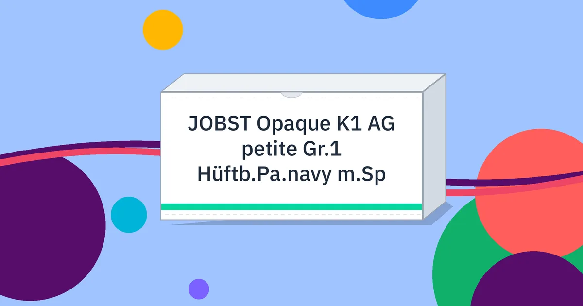Symbolbild: Packung mit der Aufschrift JOBST Opaque K1 AG petite Gr.1 Hüftb.Pa.navy m.Sp (PZN 13098302) – Verfügbarkeit und Bezug in Apotheken in Frankfurt am Main