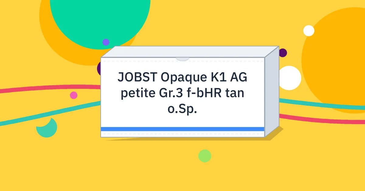 Symbolbild: Packung mit der Aufschrift JOBST Opaque K1 AG petite Gr.3 f-bHR tan o.Sp. (PZN 16269566) – Verfügbarkeit und Bezug in Apotheken in Frankfurt am Main