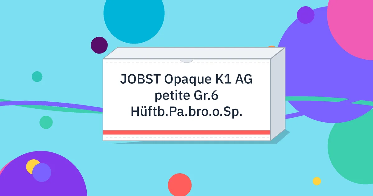 Symbolbild: Packung mit der Aufschrift JOBST Opaque K1 AG petite Gr.6 Hüftb.Pa.bro.o.Sp. (PZN 13098590) – Verfügbarkeit und Bezug in Apotheken in Frankfurt am Main