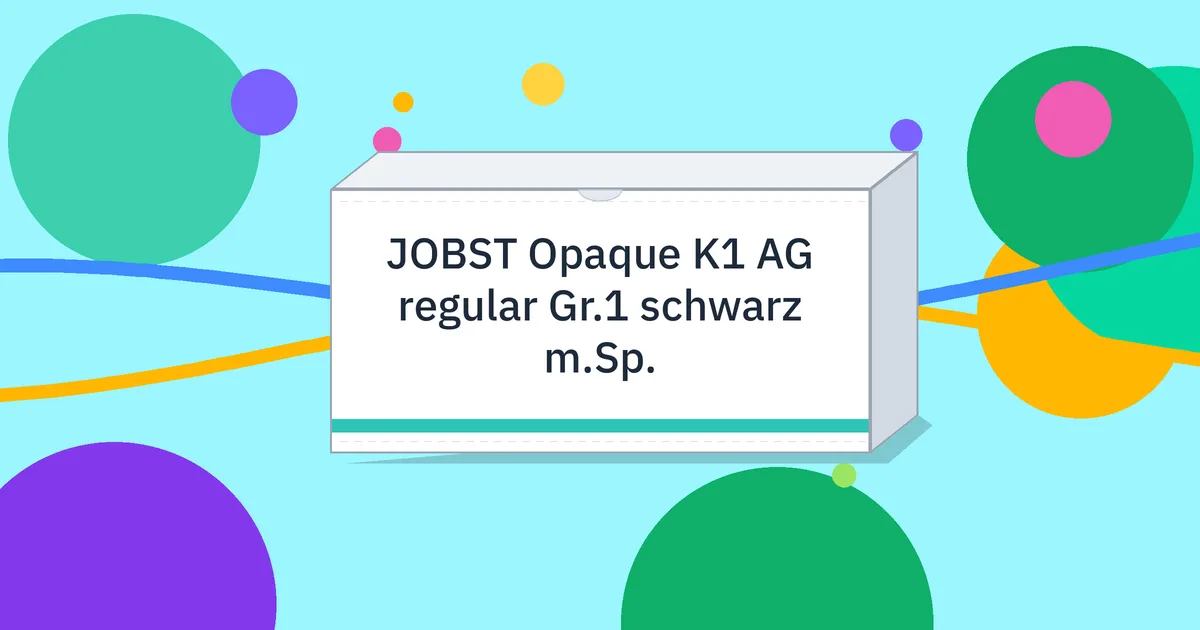 Symbolbild: Packung mit der Aufschrift JOBST Opaque K1 AG regular Gr.1 schwarz m.Sp. (PZN 13094149) – Verfügbarkeit und Bezug in Apotheken in Frankfurt am Main