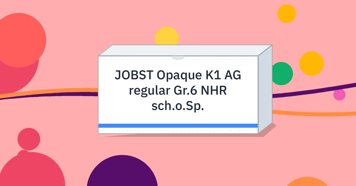 Symbolbild: Packung mit der Aufschrift JOBST Opaque K1 AG regular Gr.6 NHR sch.o.Sp. (PZN 13095396) – Verfügbarkeit und Bezug in Apotheken in Frankfurt am Main