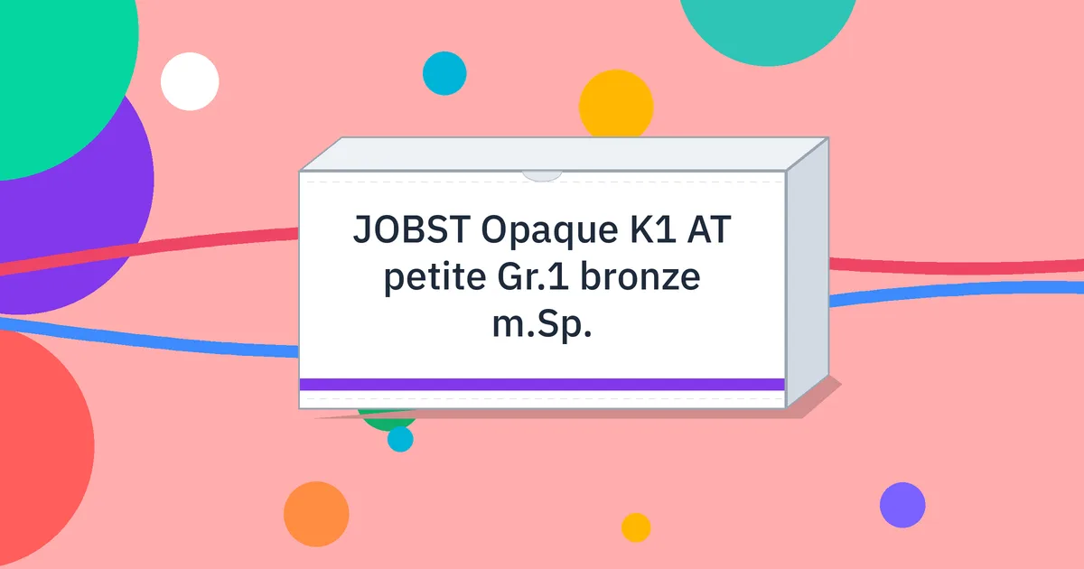 Symbolbild: Packung mit der Aufschrift JOBST Opaque K1 AT petite Gr.1 bronze m.Sp. (PZN 13103397) – Verfügbarkeit und Bezug in Apotheken in Frankfurt am Main