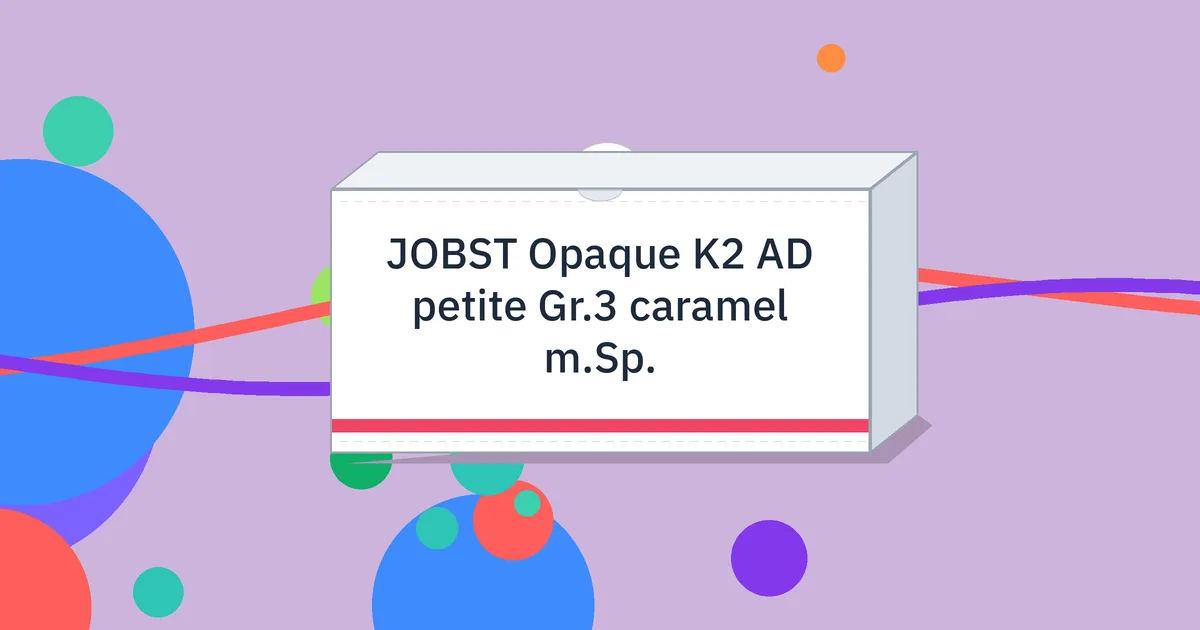 Symbolbild: Packung mit der Aufschrift JOBST Opaque K2 AD petite Gr.3 caramel m.Sp. (PZN 10722823) – Verfügbarkeit und Bezug in Apotheken in Frankfurt am Main