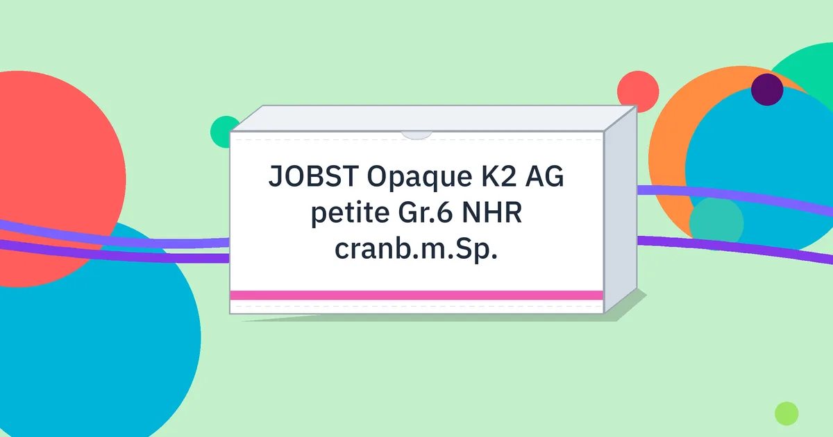 Symbolbild: Packung mit der Aufschrift JOBST Opaque K2 AG petite Gr.6 NHR cranb.m.Sp. (PZN 13112255) – Verfügbarkeit und Bezug in Apotheken in Frankfurt am Main