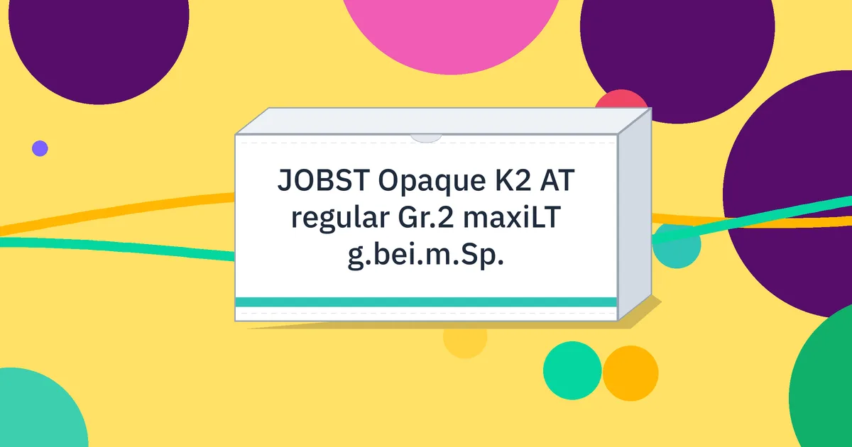 Symbolbild: Packung mit der Aufschrift JOBST Opaque K2 AT regular Gr.2 maxiLT g.bei.m.Sp. (PZN 16289333) – Verfügbarkeit und Bezug in Apotheken in Frankfurt am Main