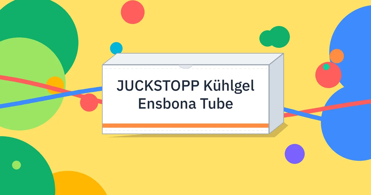 Symbolbild: Packung mit der Aufschrift JUCKSTOPP Kühlgel Ensbona Tube (PZN 17235575) – Verfügbarkeit und Bezug in Apotheken in Frankfurt am Main