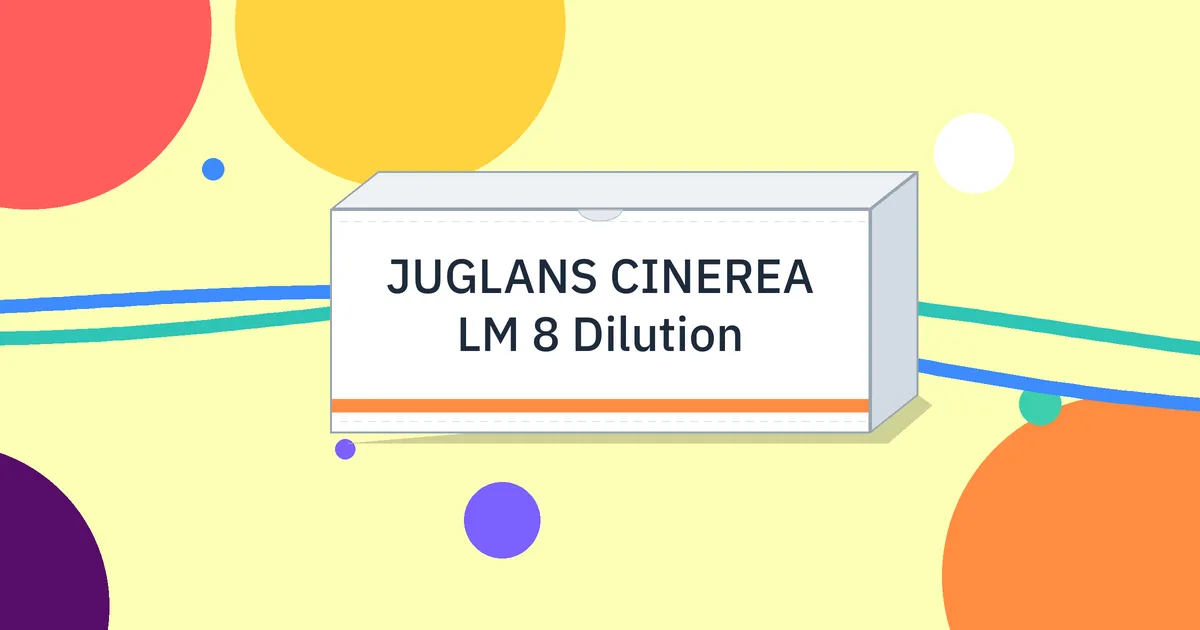 Symbolbild: Packung mit der Aufschrift JUGLANS CINEREA LM 8 Dilution (PZN 13563650) – Verfügbarkeit und Bezug in Apotheken in Frankfurt am Main