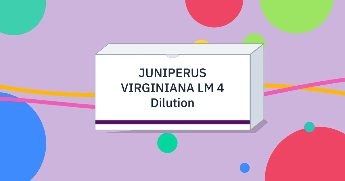 Symbolbild: Packung mit der Aufschrift JUNIPERUS VIRGINIANA LM 4 Dilution (PZN 13565005) – Verfügbarkeit und Bezug in Apotheken in Frankfurt am Main