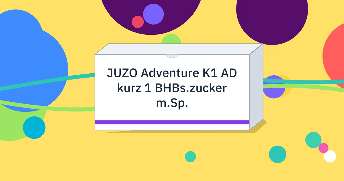 Symbolbild: Packung mit der Aufschrift JUZO Adventure K1 AD kurz 1 BHBs.zucker m.Sp. (PZN 16342949) – Verfügbarkeit und Bezug in Apotheken in Frankfurt am Main