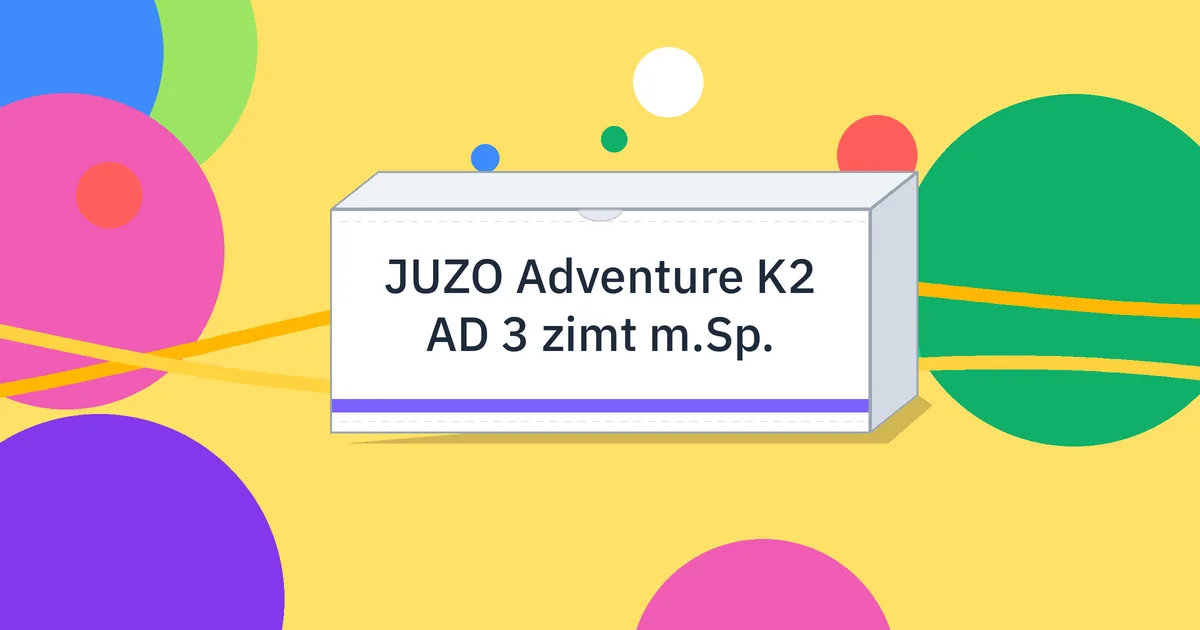 Symbolbild: Packung mit der Aufschrift JUZO Adventure K2 AD 3 zimt m.Sp. (PZN 16494429) – Verfügbarkeit und Bezug in Apotheken in Frankfurt am Main