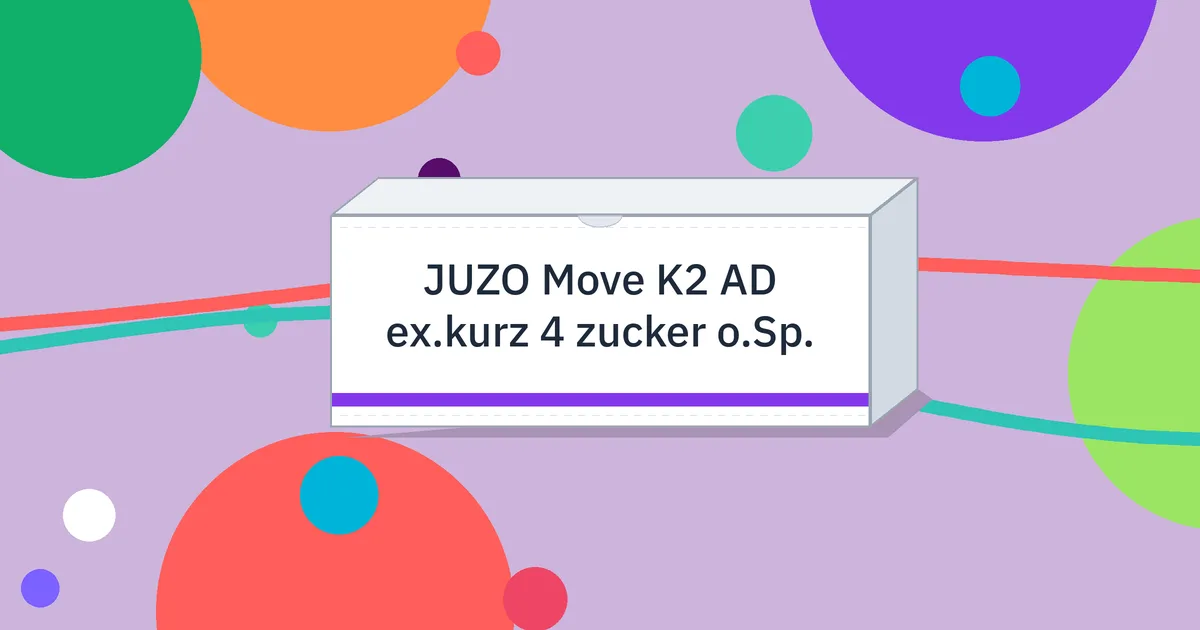 Symbolbild: Packung mit der Aufschrift JUZO Move K2 AD ex.kurz 4 zucker o.Sp. (PZN 18510411) – Verfügbarkeit und Bezug in Apotheken in Frankfurt am Main