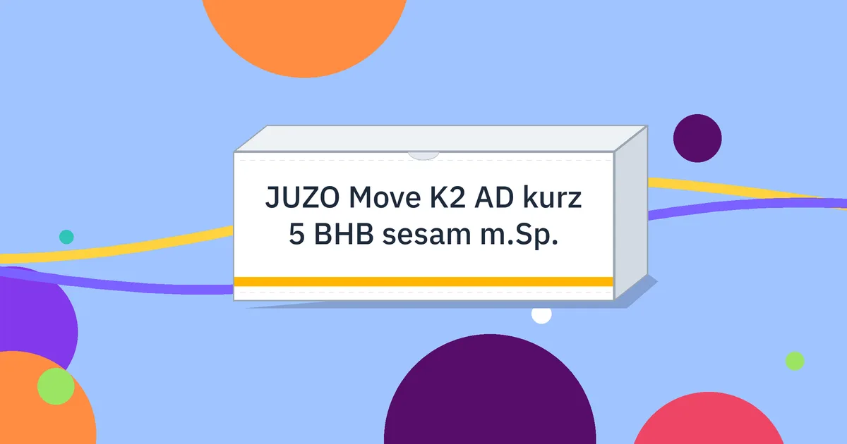 Symbolbild: Packung mit der Aufschrift JUZO Move K2 AD kurz 5 BHB sesam m.Sp. (PZN 18509023) – Verfügbarkeit und Bezug in Apotheken in Frankfurt am Main