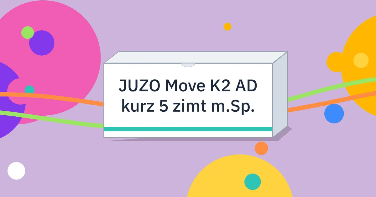 Symbolbild: Packung mit der Aufschrift JUZO Move K2 AD kurz 5 zimt m.Sp. (PZN 18508526) – Verfügbarkeit und Bezug in Apotheken in Frankfurt am Main