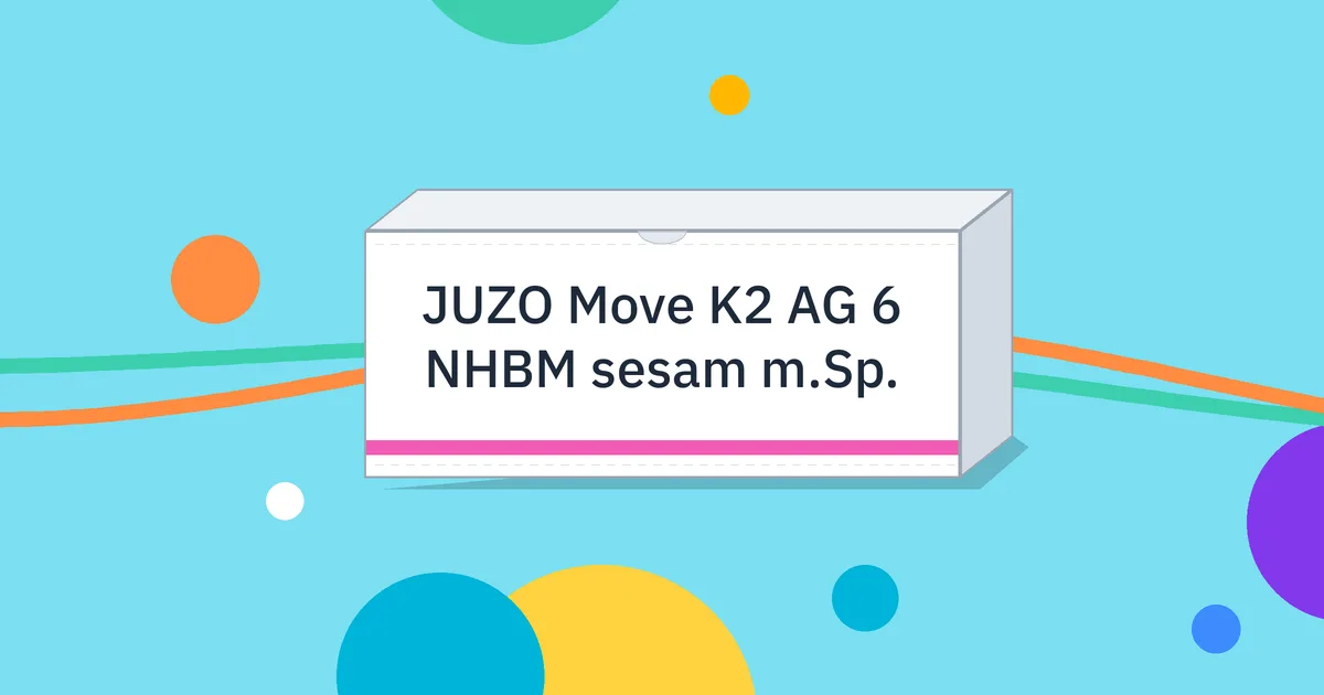 Symbolbild: Packung mit der Aufschrift JUZO Move K2 AG 6 NHBM sesam m.Sp. (PZN 18523419) – Verfügbarkeit und Bezug in Apotheken in Frankfurt am Main