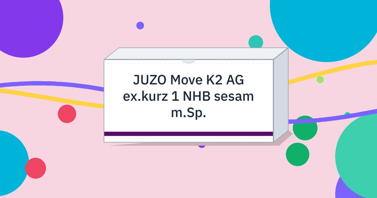 Symbolbild: Packung mit der Aufschrift JUZO Move K2 AG ex.kurz 1 NHB sesam m.Sp. (PZN 18531689) – Verfügbarkeit und Bezug in Apotheken in Frankfurt am Main