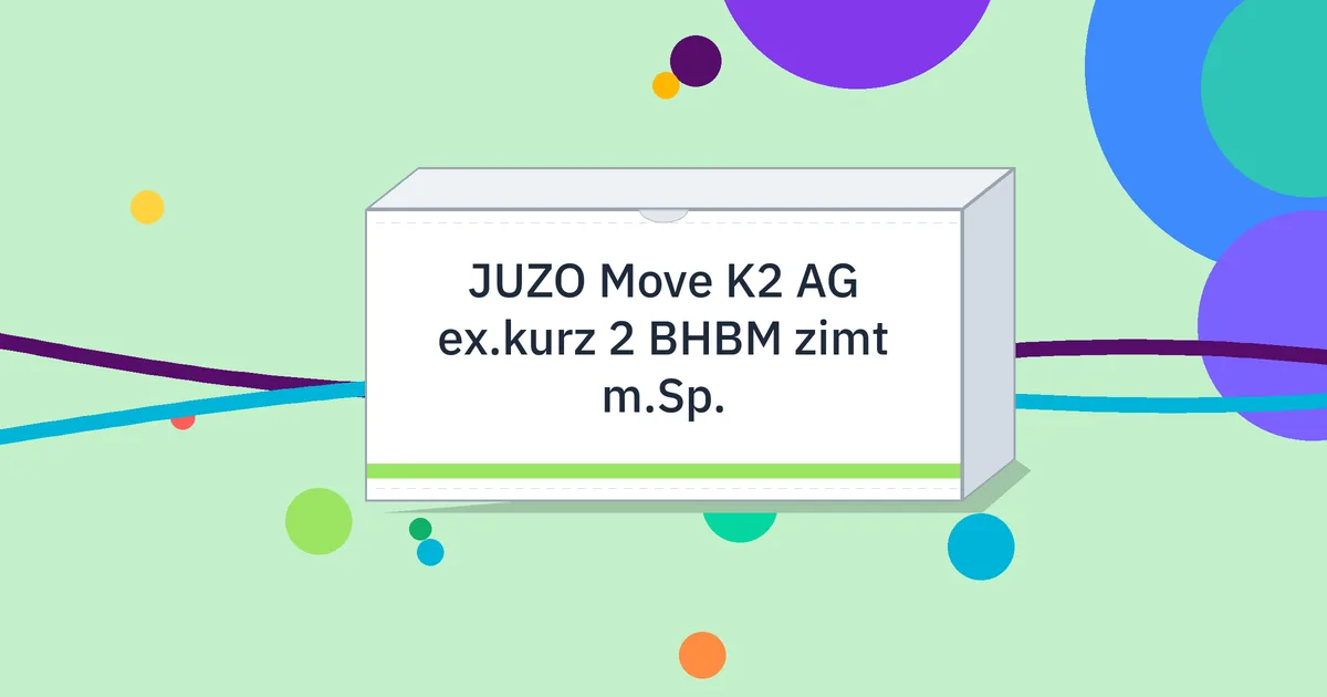 Symbolbild: Packung mit der Aufschrift JUZO Move K2 AG ex.kurz 2 BHBM zimt m.Sp. (PZN 18532536) – Verfügbarkeit und Bezug in Apotheken in Frankfurt am Main
