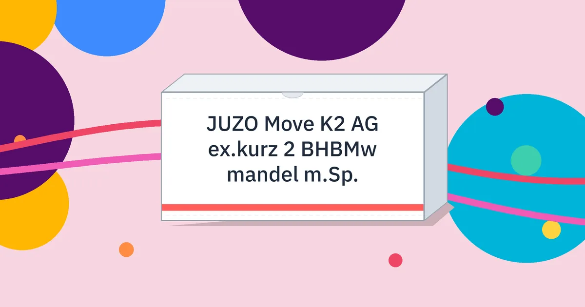 Symbolbild: Packung mit der Aufschrift JUZO Move K2 AG ex.kurz 2 BHBMw mandel m.Sp. (PZN 16650094) – Verfügbarkeit und Bezug in Apotheken in Frankfurt am Main