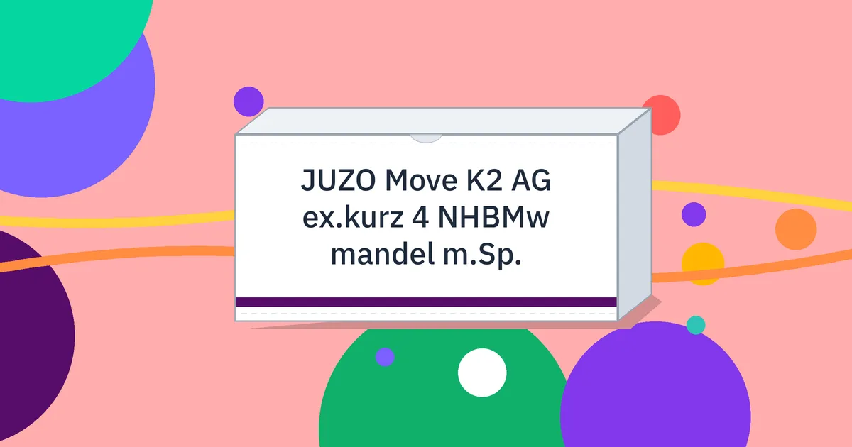 Symbolbild: Packung mit der Aufschrift JUZO Move K2 AG ex.kurz 4 NHBMw mandel m.Sp. (PZN 16644449) – Verfügbarkeit und Bezug in Apotheken in Frankfurt am Main