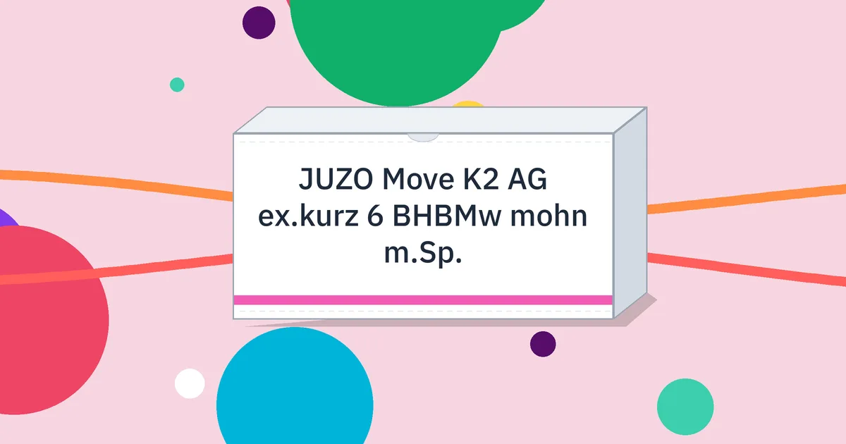 Symbolbild: Packung mit der Aufschrift JUZO Move K2 AG ex.kurz 6 BHBMw mohn m.Sp. (PZN 18564430) – Verfügbarkeit und Bezug in Apotheken in Frankfurt am Main