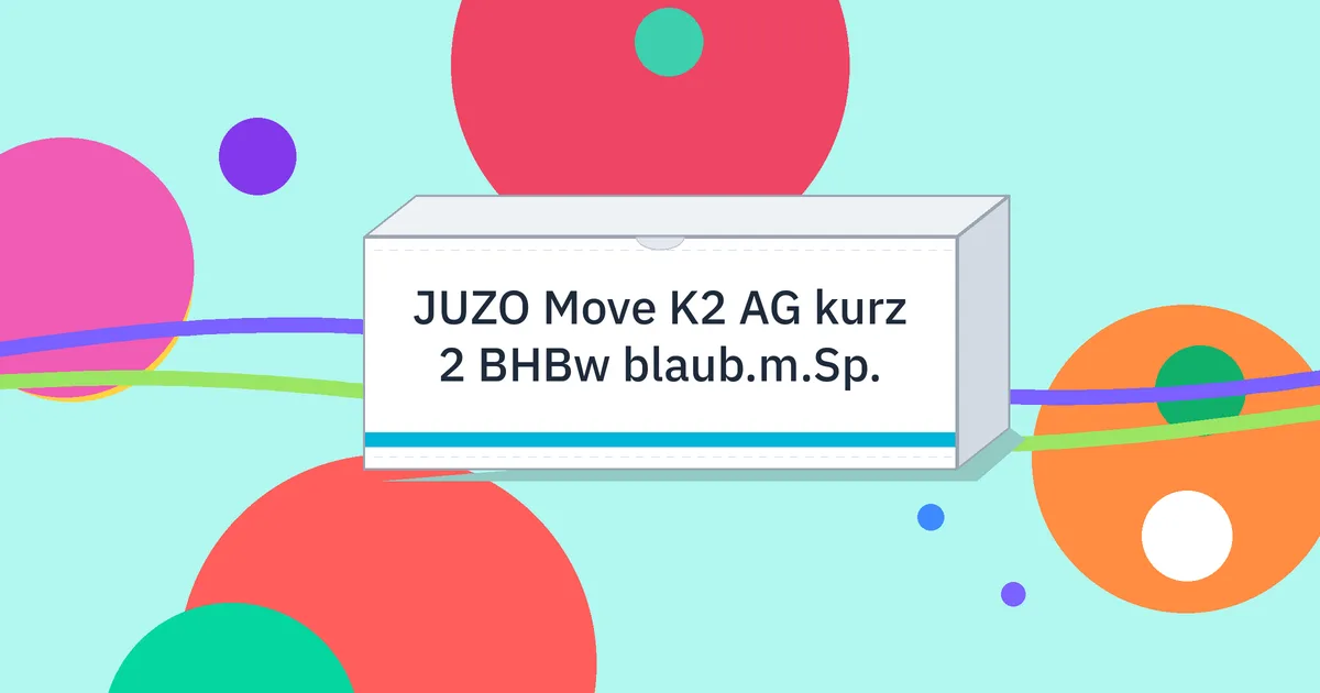 Symbolbild: Packung mit der Aufschrift JUZO Move K2 AG kurz 2 BHBw blaub.m.Sp. (PZN 18559908) – Verfügbarkeit und Bezug in Apotheken in Frankfurt am Main