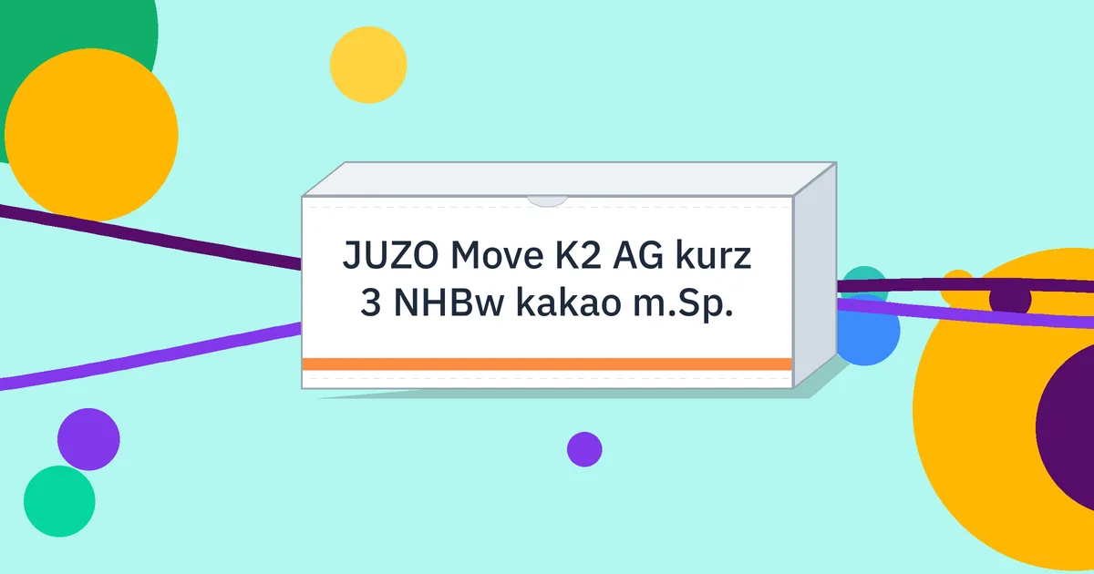 Symbolbild: Packung mit der Aufschrift JUZO Move K2 AG kurz 3 NHBw kakao m.Sp. (PZN 18558754) – Verfügbarkeit und Bezug in Apotheken in Frankfurt am Main
