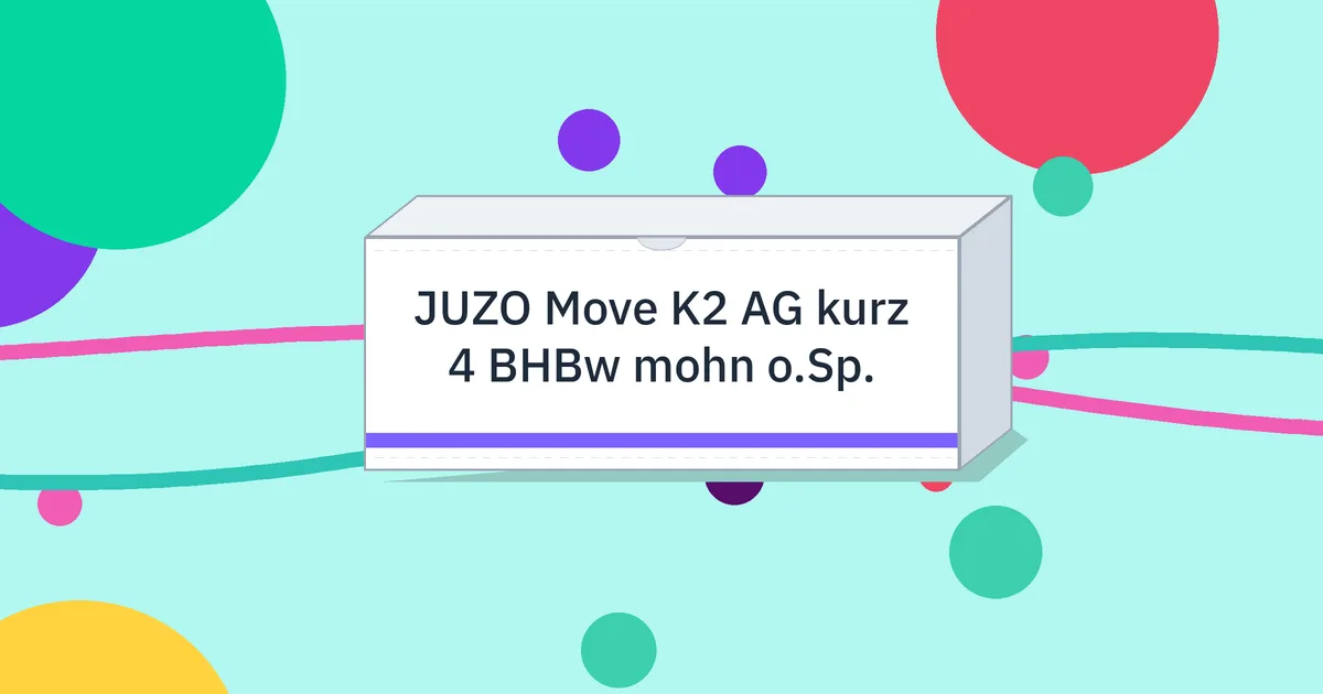 Symbolbild: Packung mit der Aufschrift JUZO Move K2 AG kurz 4 BHBw mohn o.Sp. (PZN 18561986) – Verfügbarkeit und Bezug in Apotheken in Frankfurt am Main