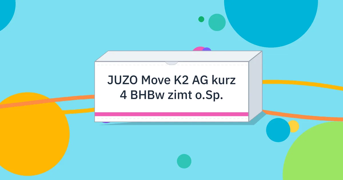 Symbolbild: Packung mit der Aufschrift JUZO Move K2 AG kurz 4 BHBw zimt o.Sp. (PZN 18530342) – Verfügbarkeit und Bezug in Apotheken in Frankfurt am Main