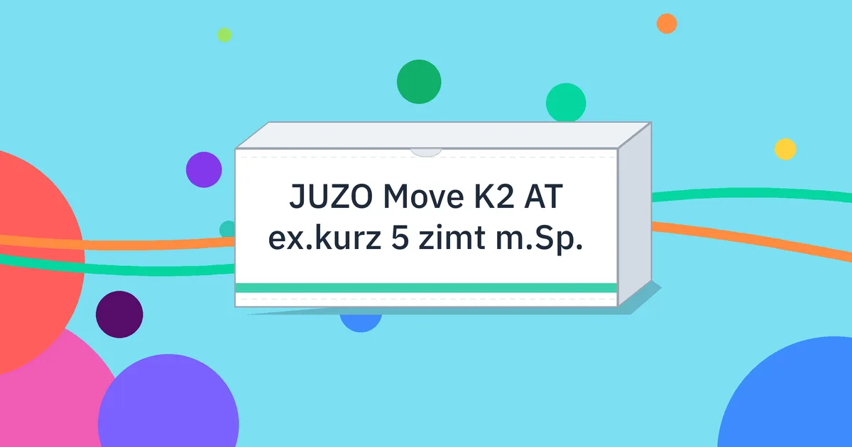 Symbolbild: Packung mit der Aufschrift JUZO Move K2 AT ex.kurz 5 zimt m.Sp. (PZN 20670694) – Verfügbarkeit und Bezug in Apotheken in Frankfurt am Main