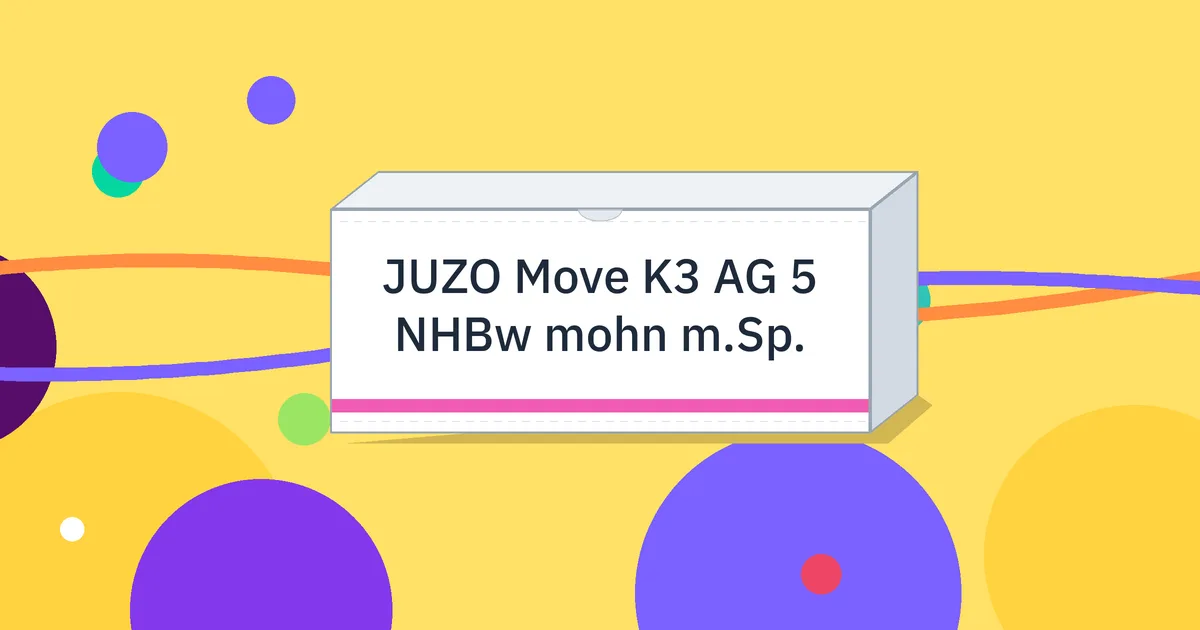 Symbolbild: Packung mit der Aufschrift JUZO Move K3 AG 5 NHBw mohn m.Sp. (PZN 18586414) – Verfügbarkeit und Bezug in Apotheken in Frankfurt am Main