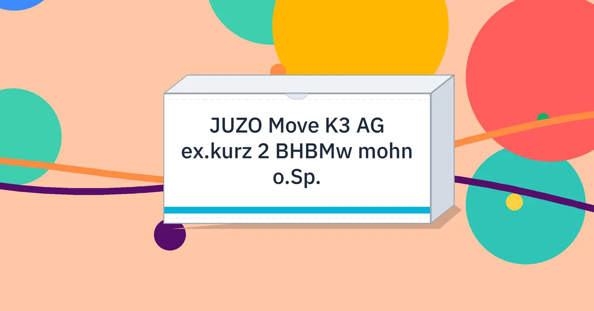 Symbolbild: Packung mit der Aufschrift JUZO Move K3 AG ex.kurz 2 BHBMw mohn o.Sp. (PZN 18598067) – Verfügbarkeit und Bezug in Apotheken in Frankfurt am Main